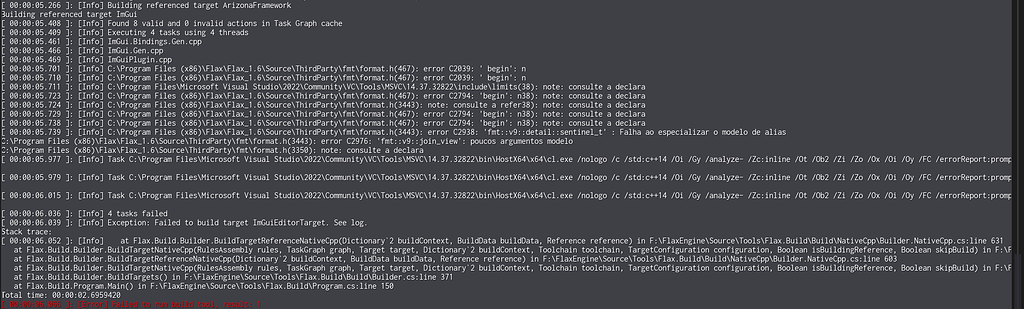 Failed to Compile the Arizona Framework Sample - Scripting - Flax Forum